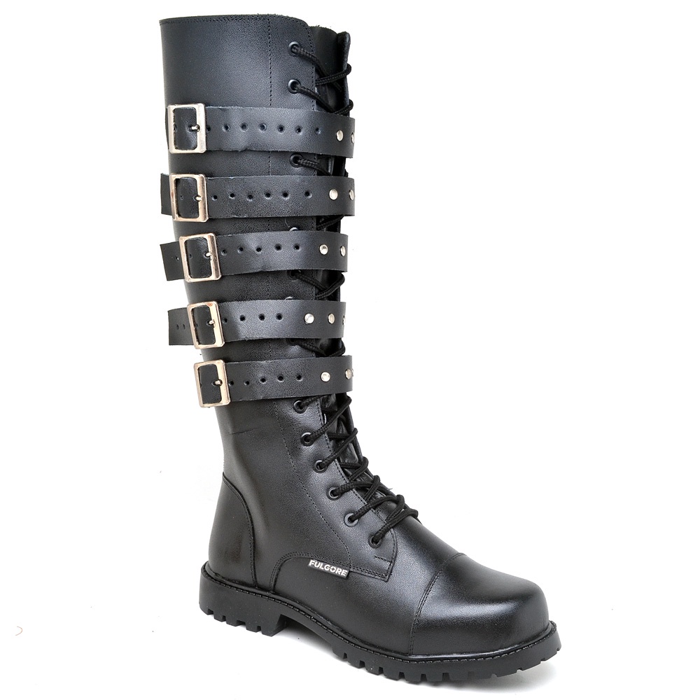 Bota Coturno Masculino Cano Alto Com Fivela Cadarço Punk Rock Moda ...