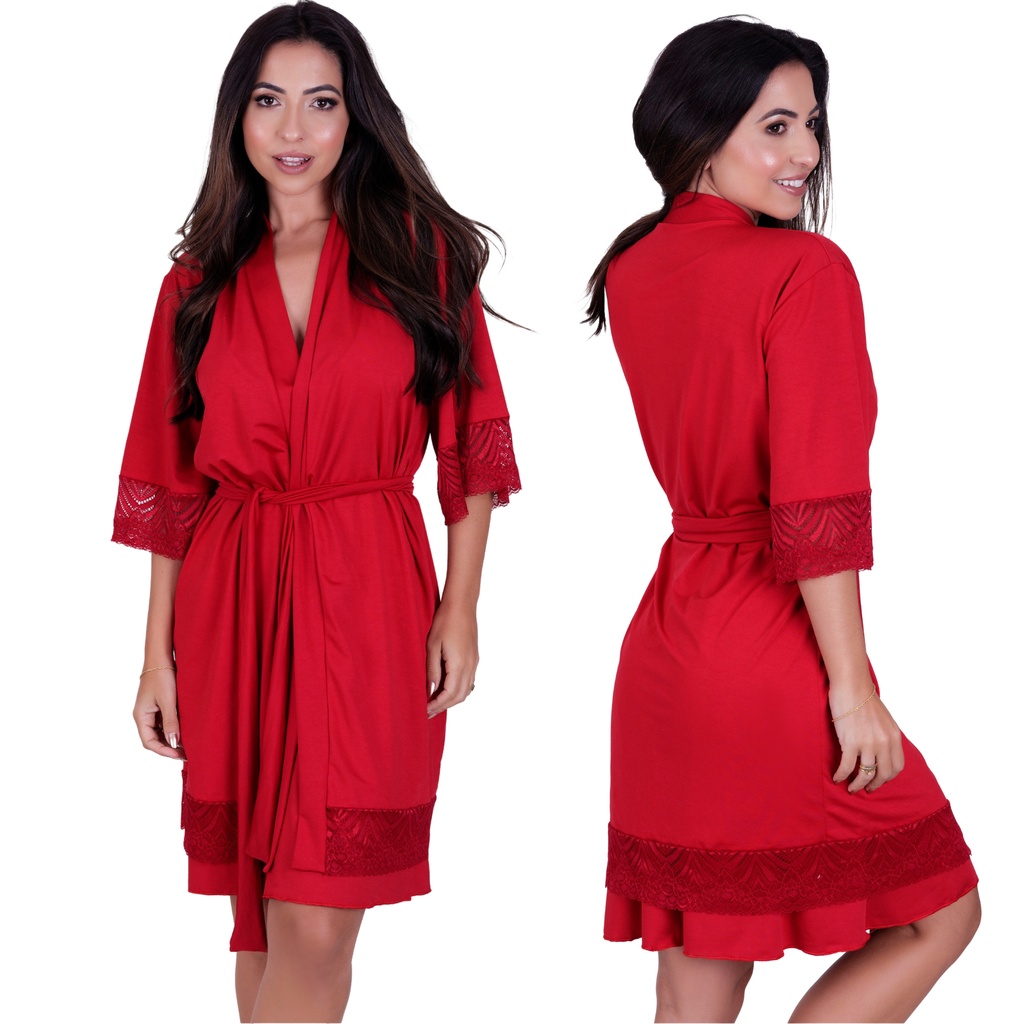 Robe Romantic Renda Hobby Feminino Roupão Confortável Linha Noite ...