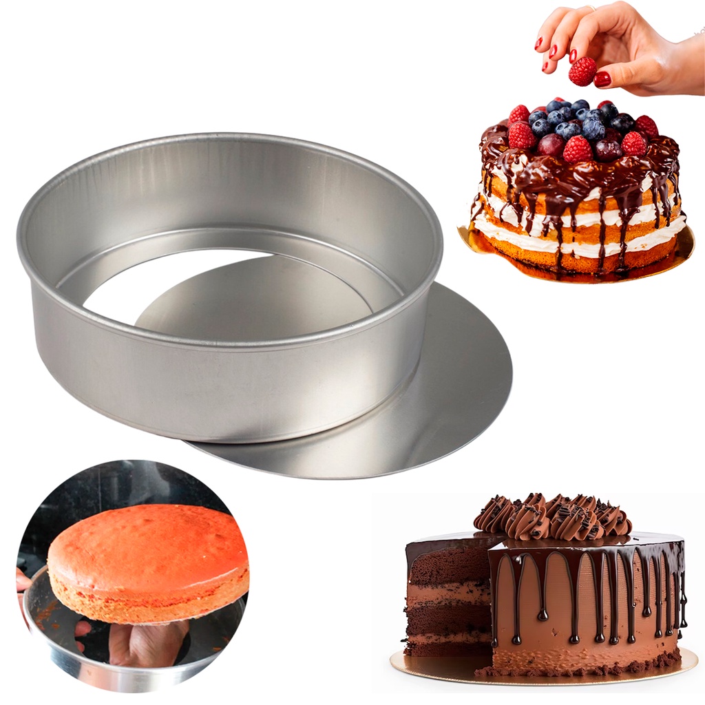 Forma Para Bolo Com Fundo Removível Em Alumínio Alta 20 x 10 | Shopee ...