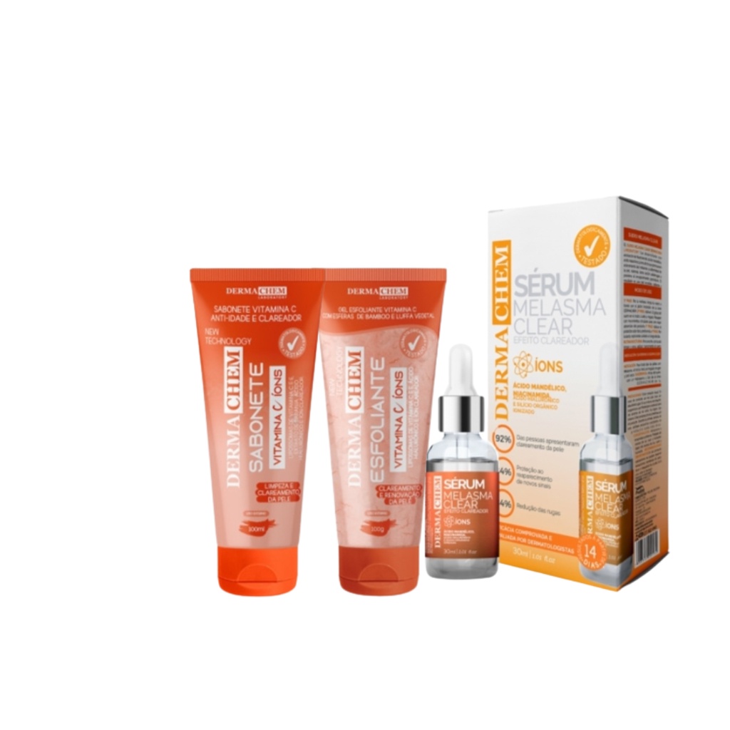 kit scincare clareador facial com vitamina C Dermachem | Shopee Brasil