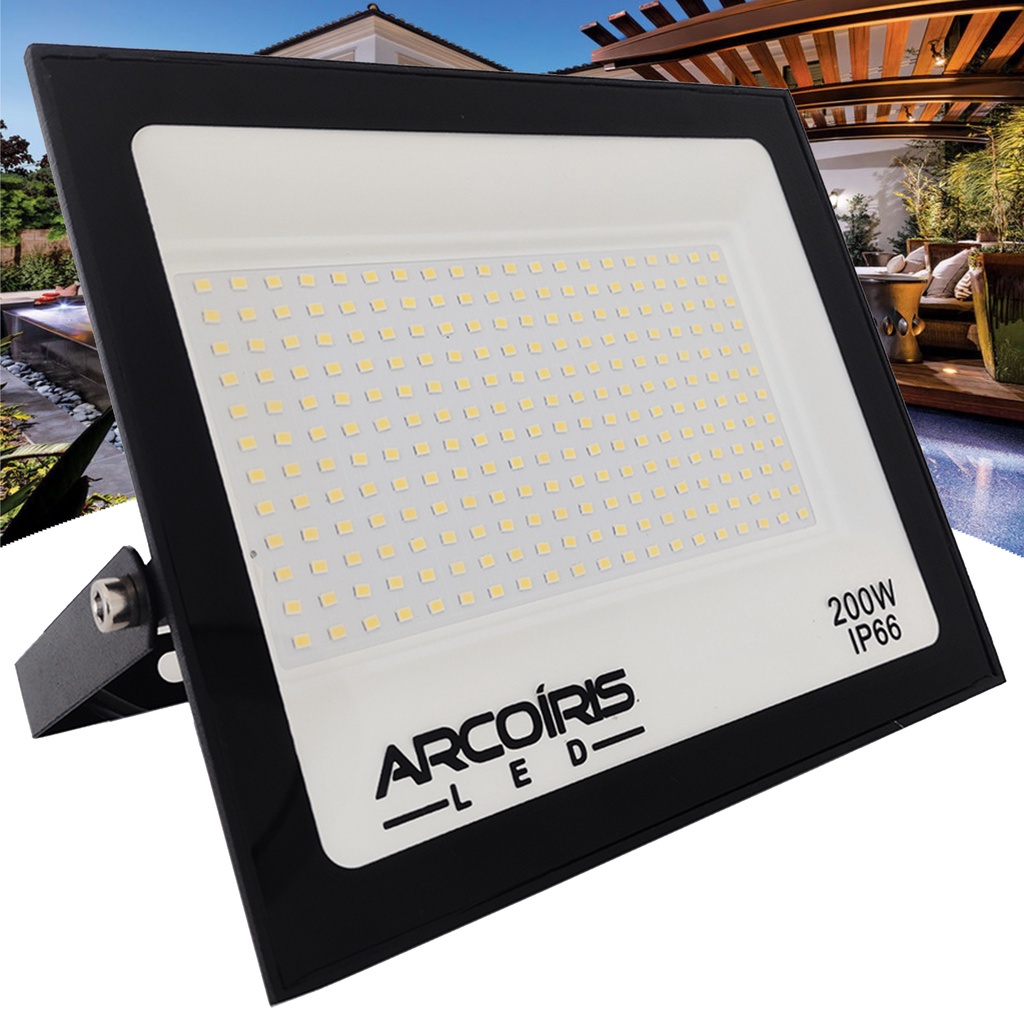 Refletor Led Holofote 200w Ip66 Bivolt Forte Luz Branco Frio | Shopee Brasil