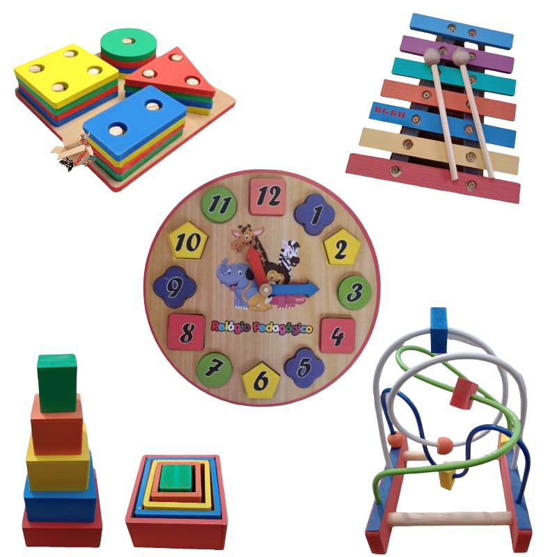 Kit Atividades 05 Brinquedos Pedagógicos Educativos Em Madeira - Primeira Infância TDAH | Shopee ...