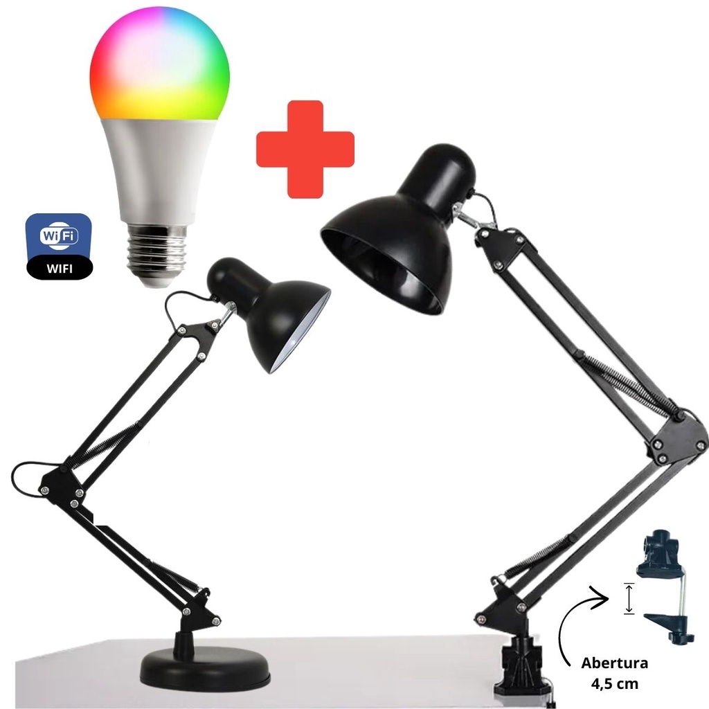 Luminaria Pixar Articulada Mesa Garra e Base + Lâmpada Smart | Shopee ...