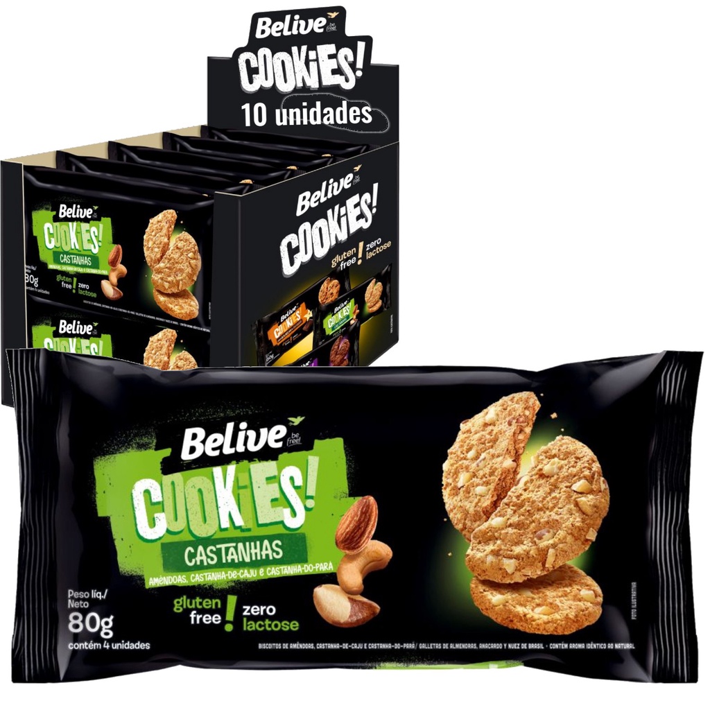 Cookies BELIVE Castanha (Sem Gluten & Sem Leite) 80g (10 un) | Shopee ...
