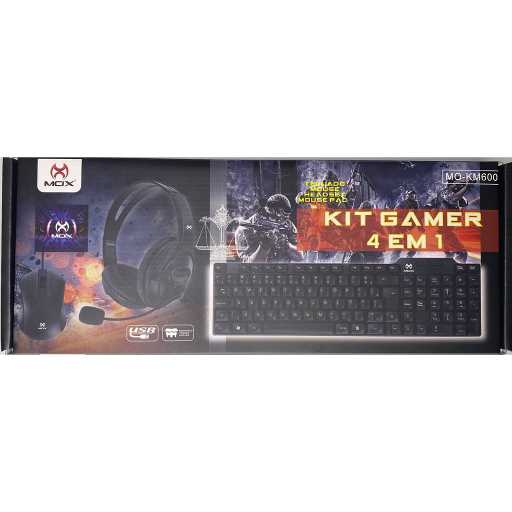 KIT TECLADO/MOUSE/FONE GAMER MOX MO-KM600 PRETO | Shopee Brasil