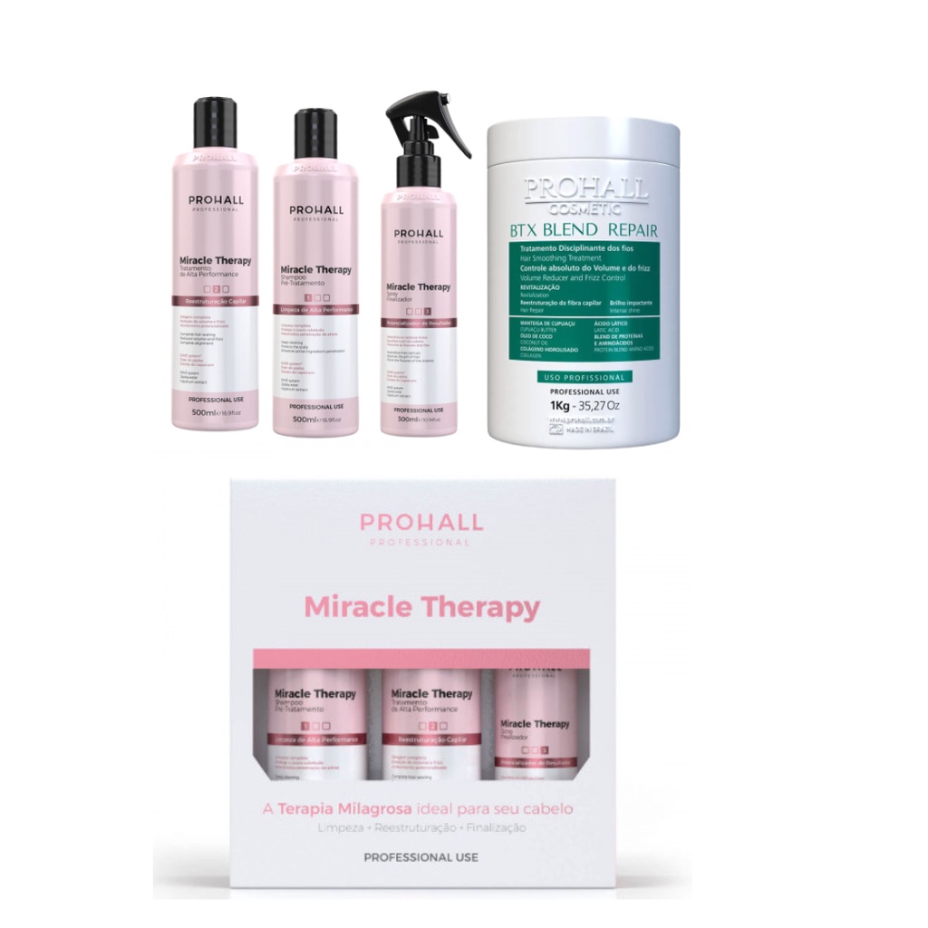 Kit Miracle Therapy Prohall+ Btox Repair Blend S/ Formol 1Kg | Shopee ...