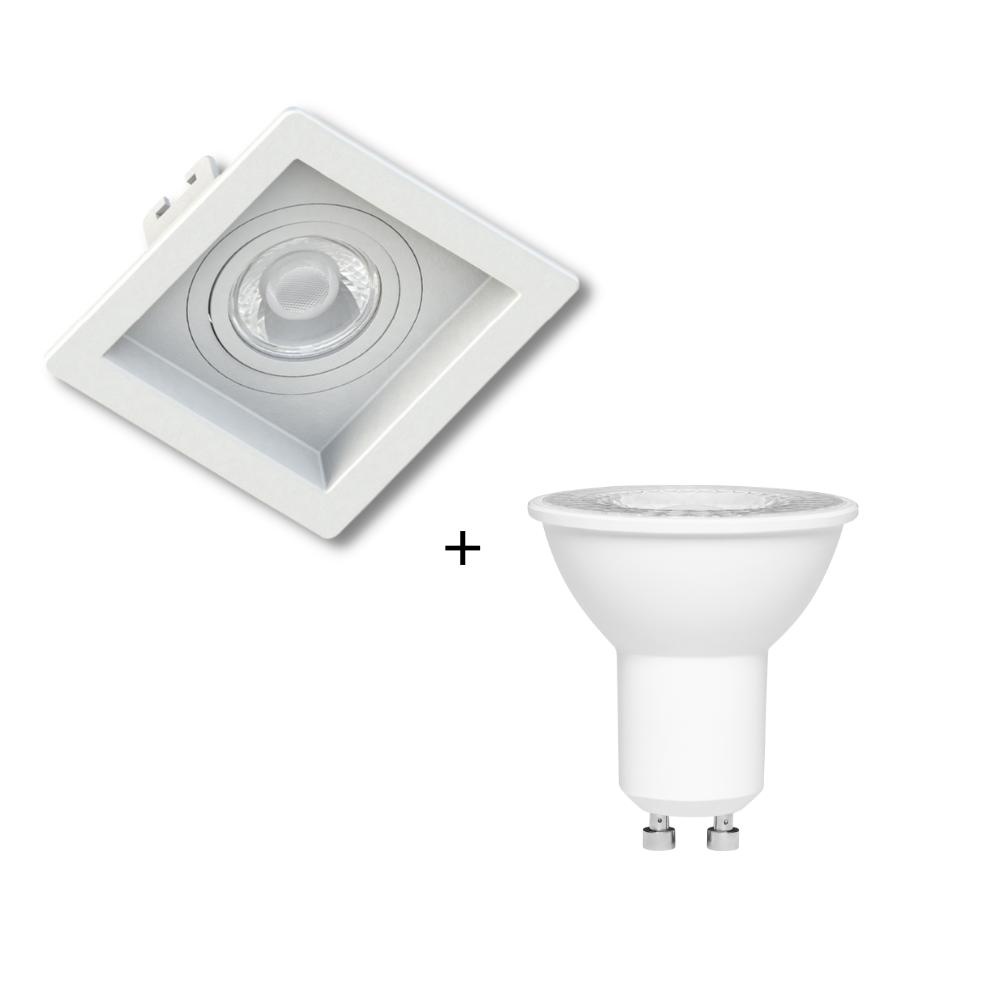 Kit Spot LED embutido Mr16 Quadrado Face Recuada Branco Save + Lâmpada 4w Stella | Shopee Brasil