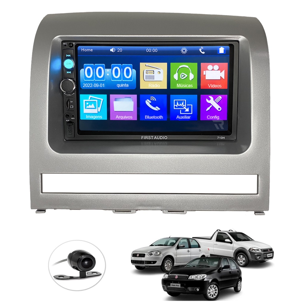 Kit Central Multimidia DVD 2 Din Mp5 Fiat Palio Siena Strada Idea Prata | Shopee Brasil