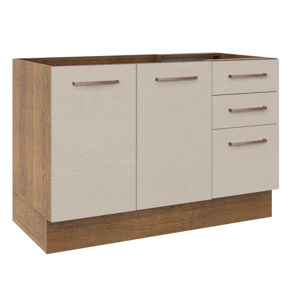 Balcão Gabinete de Pia 2 Portas e 3 Gavetas Rustic/Crema Agata Madesa ...