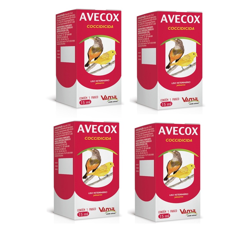 Kit 4 Remedio Peito Seco Passarinho Coccidiose Avecox 15ml | Shopee Brasil