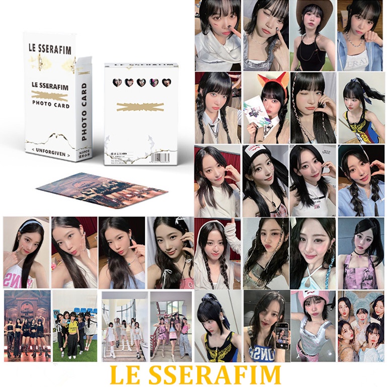 50pcs/box LE SSERAFIM Photocards Álbum Cartões Postais Lomo Lesserafim ...