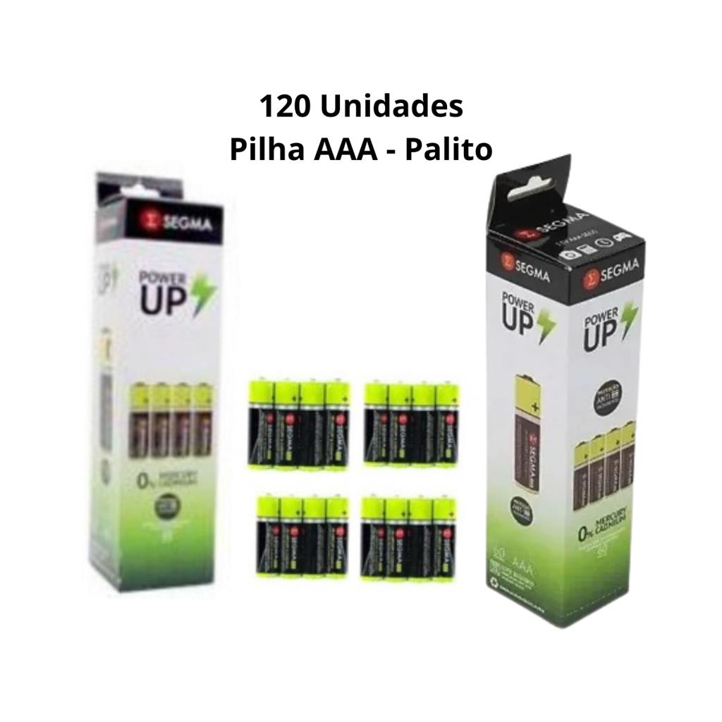 Pilha AAA Palito Segma Comum Zinco Kit com 120 Unidades | Shopee Brasil