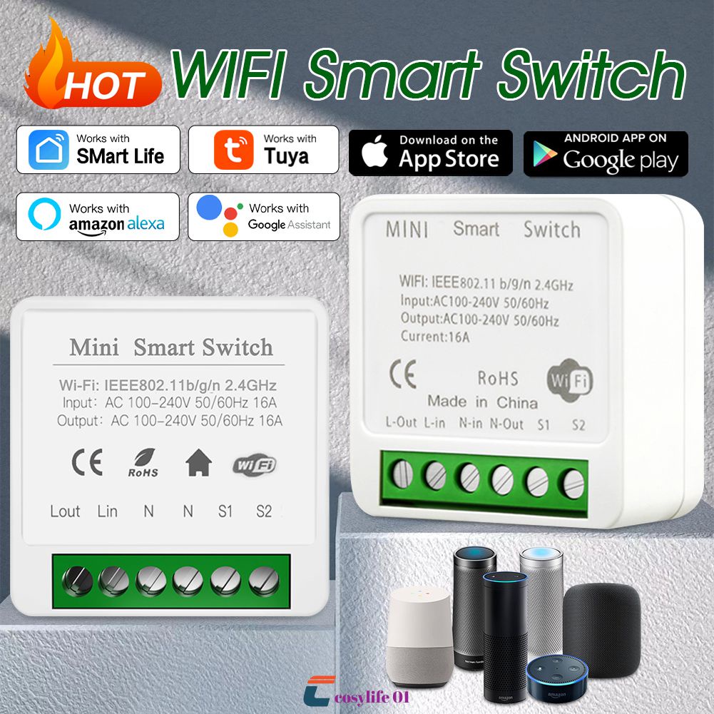 Switch 16a Tuya Wi-fi Mini Smart Switch Smart Life Alexa Google ...