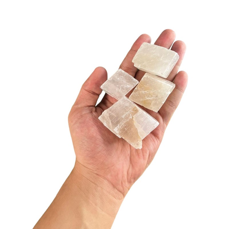 Pedra Rolada Selenita Bruta Pacote 200g | Shopee Brasil