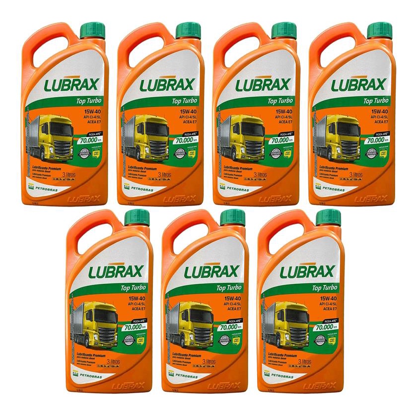 Kit 7 Lubrax Top Turbo 15W40 3L | Shopee Brasil