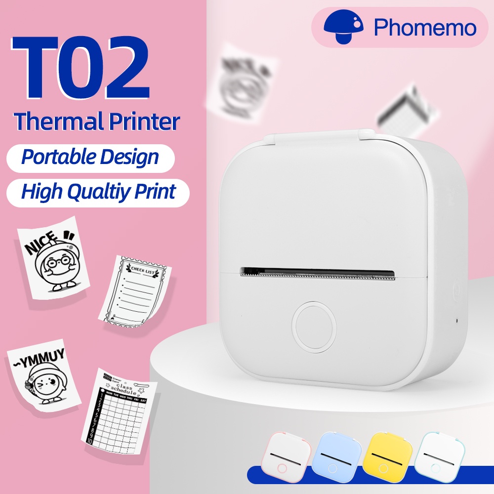 Impressora De Bolso Phomemo T02 Térmica Portátil Inkless Mini Sem Fio ...