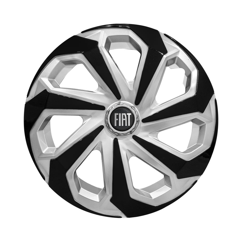 Calota Esportiva Aro 14 Spider Silver/Black Emblema Fiat Preto ...