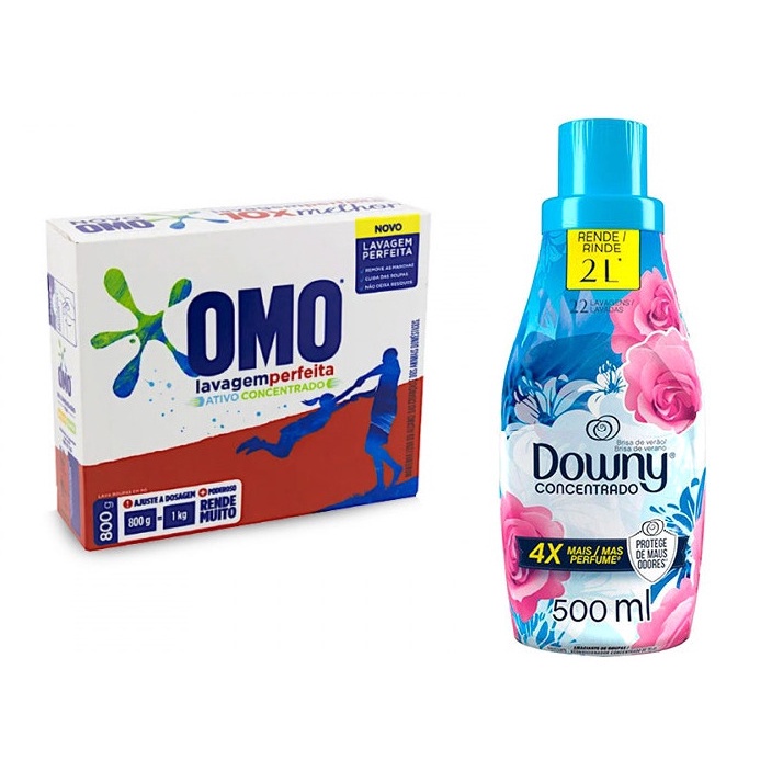 Kit Limpeza de Roupas Omo 800g + Amaciante downy 500 ml | Shopee Brasil