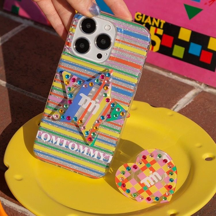 Suporte para telefone móvel estilo ins arco-íris caseiro amor estrela ...