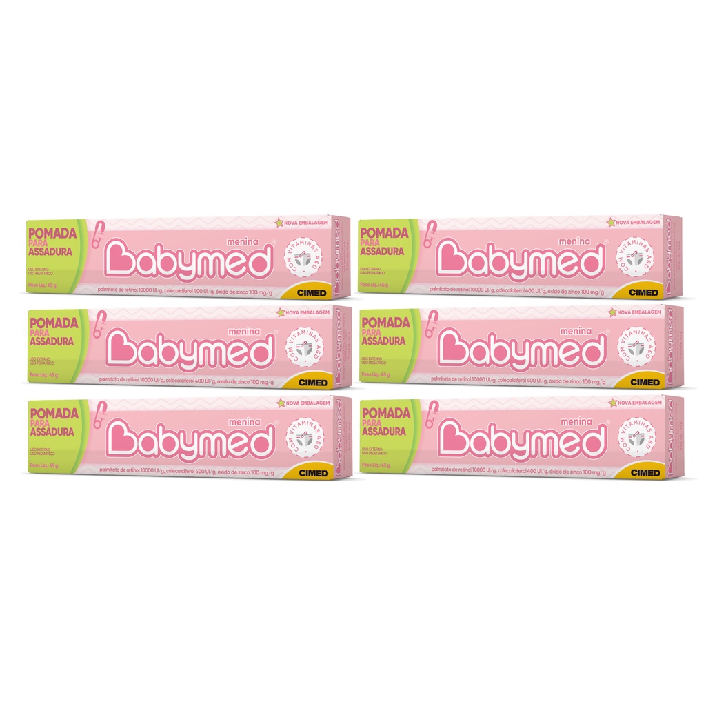 Kit 6 Pomada de Assaduras Babymed Menina Caixa 45g - Cimed | Shopee Brasil