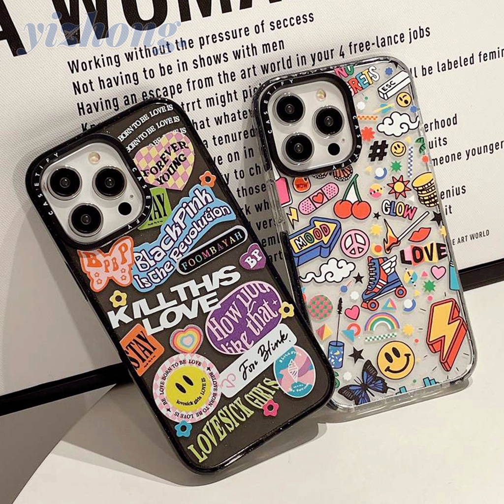 Caixa Para iPhone 11 15 14 Pro Max 13 Brilhante Moda Sorriso Frio Rosto ...