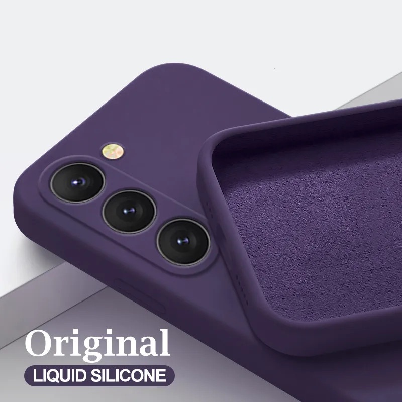 Capa Quadrada De Silicone Líquido Para Samsung Galaxy S23 S22 S21 Ultra Plus S20 S21 FE S20 5G ...