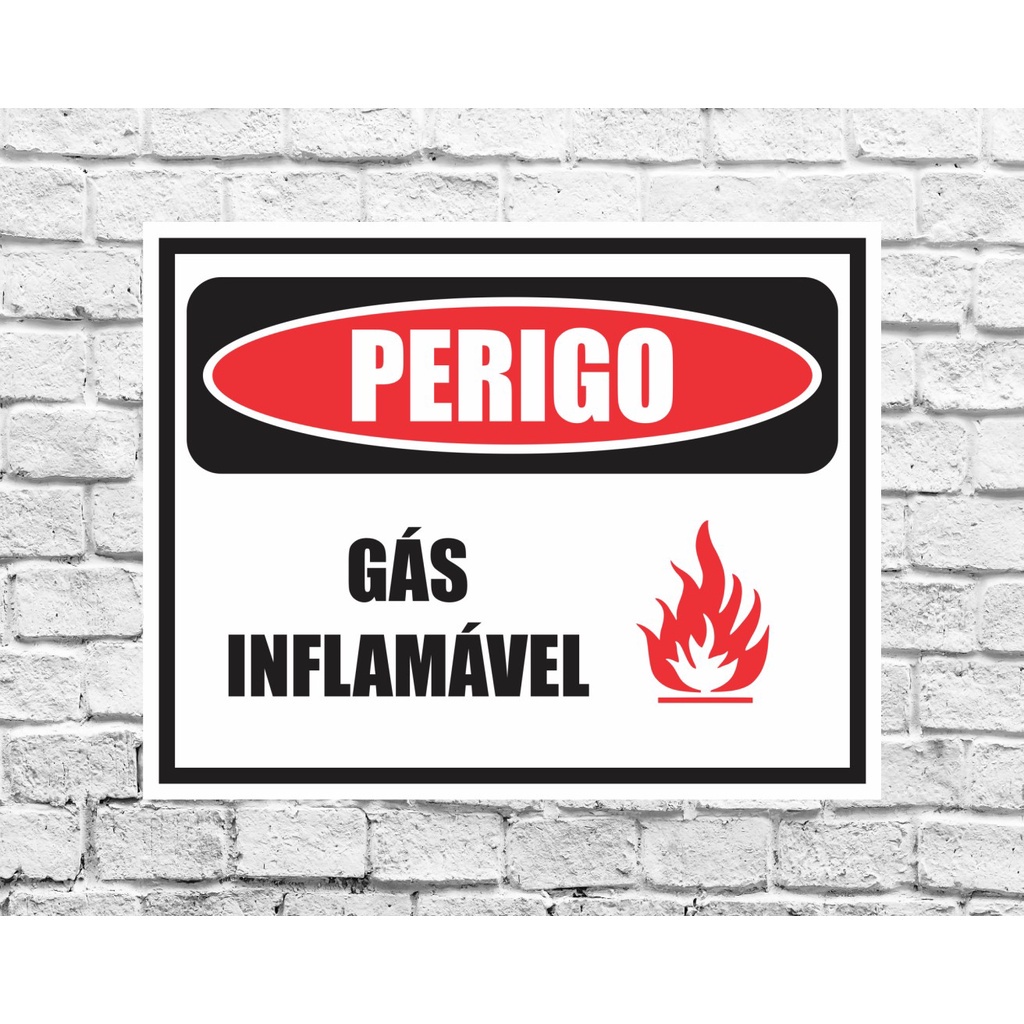 Placa Perigo Gás Inflamável - Sinalização Cuidado (20x30cm) | Shopee Brasil