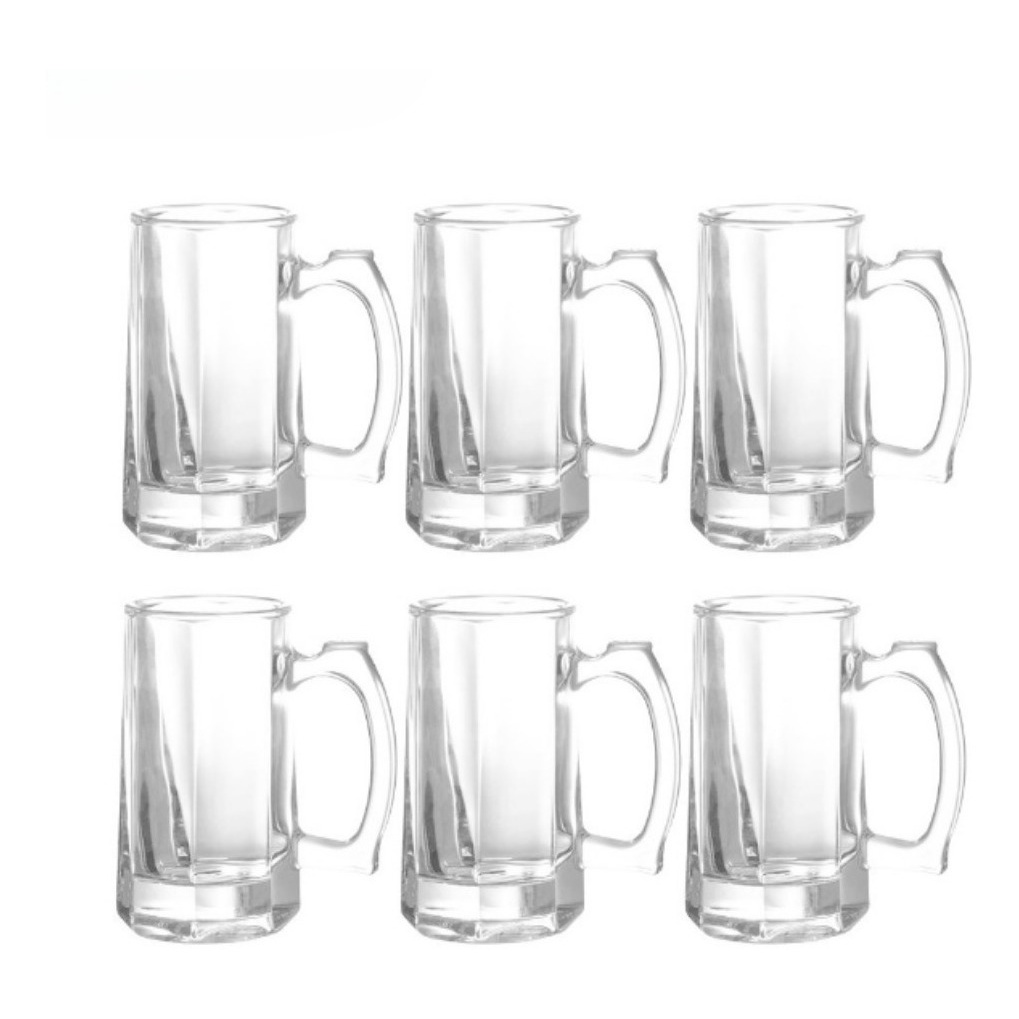 Jogo 6 Canecas Cerveja Chopp 380ML Vidro | Shopee Brasil