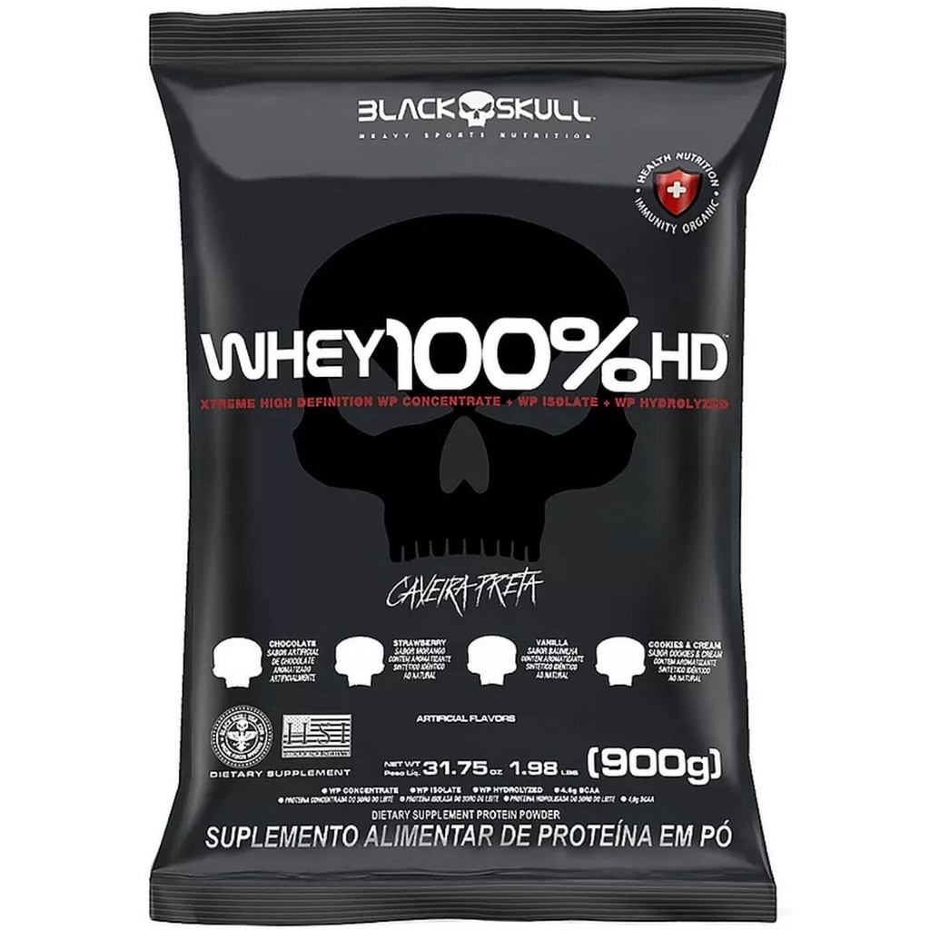 Whey 100% HD Black Skull Refil 900g - Whey Protein 3W (Wpc, Wpi, Wph) | Shopee Brasil