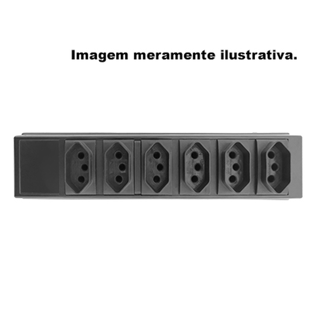 Barra Com 6 Tomadas 2P+T 10A Preto Exatronic | Shopee Brasil