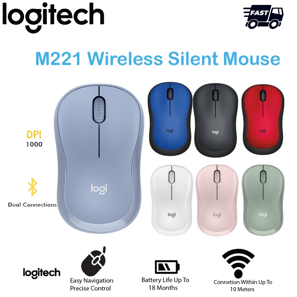 Logitech-Mouse Silencioso Sem Fio M221/M220 Com Ergonômico Óptico De Alta Qualidade Para PC De 2 ...