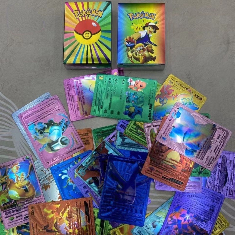 555 Cartões PCS Pokemon Coloridos Metálicos Ouro Vmax GX Energy Card ...