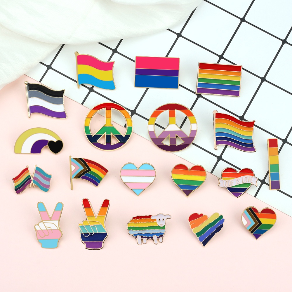 Criativo LGBT Esmalte Broche Bandeira Arco-Íris Crachás Jóias ...