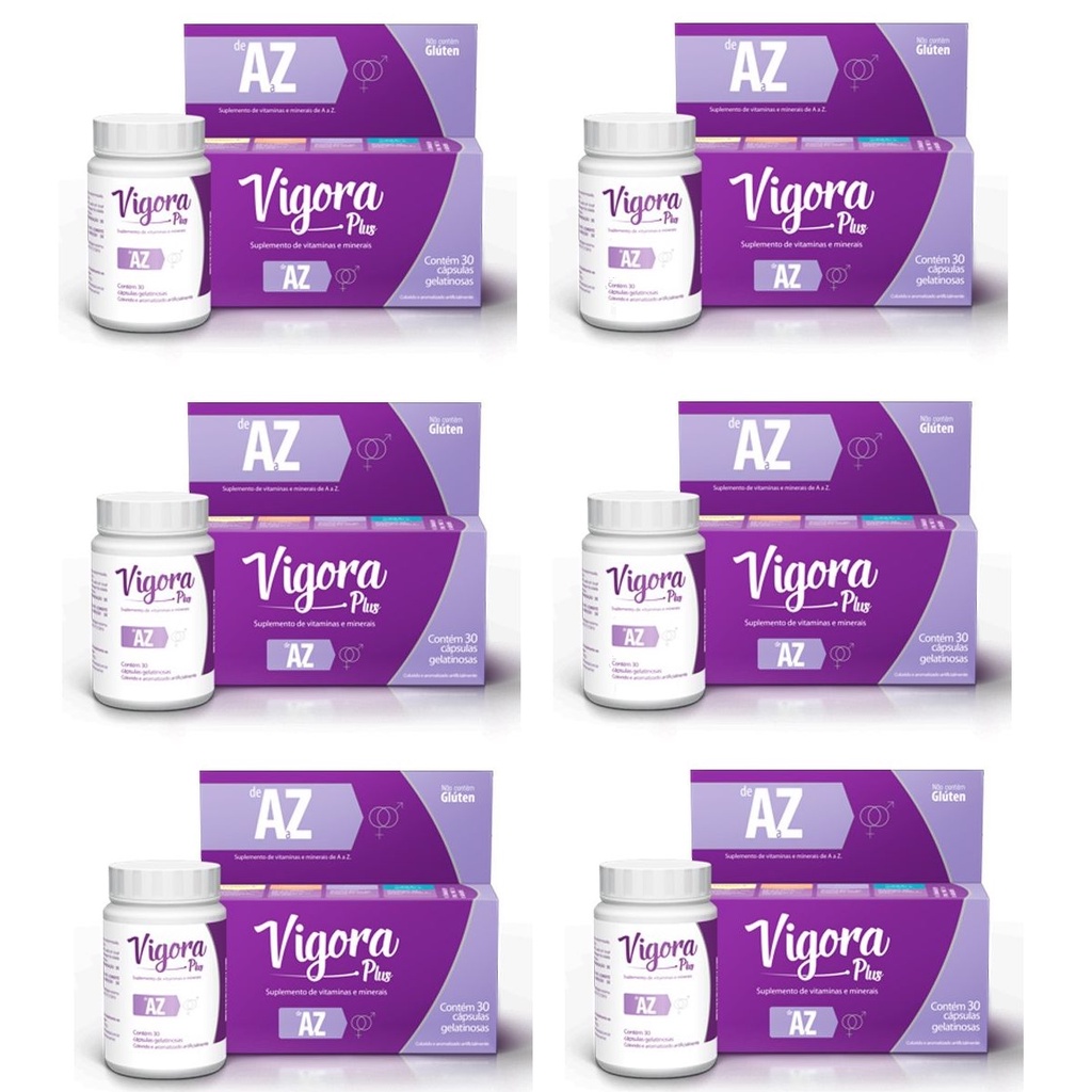 Kit Com 6 Suplemento Vigora Plus de A-Z 60 Cápsulas - Prati | Shopee Brasil