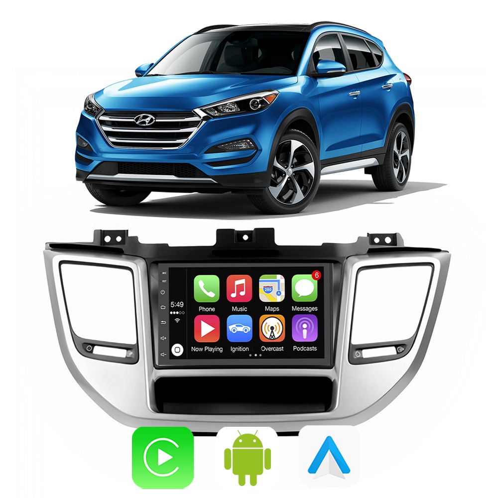 Kit Multimidia Carplay Android Auto Tucson 2017 2018 2019 2020 2021 2022 2023 2024 7 Polegadas ...