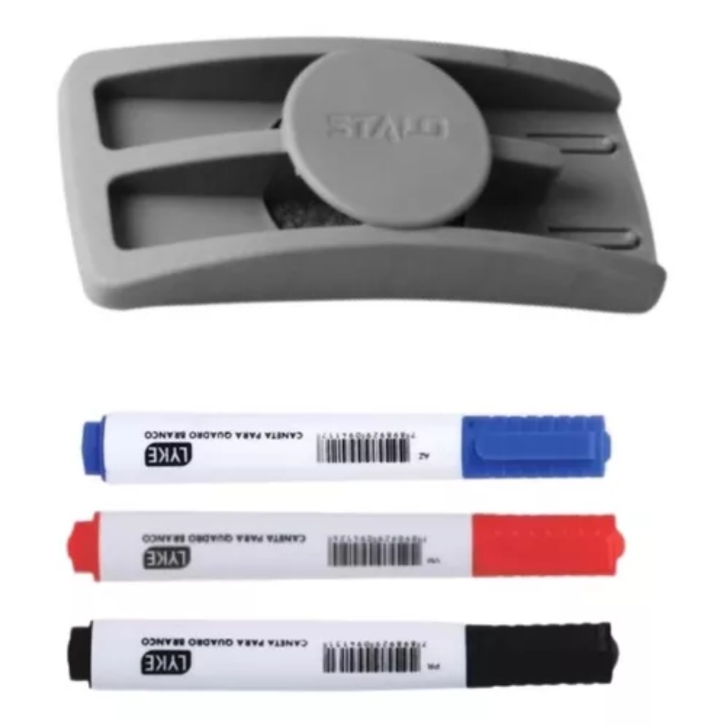 Caneta e Apagador Stalo com Suporte Marcador Kit 3 Unidades Para Quadro Branco | Shopee Brasil
