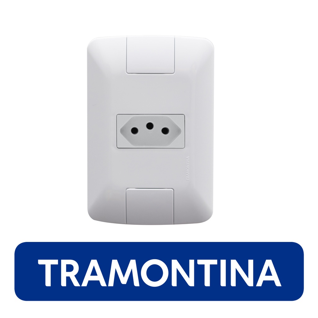 Conjunto 4x2 1 tomada 2P+T tramontina linha aria 10A ou 20A 250V branco | Shopee Brasil