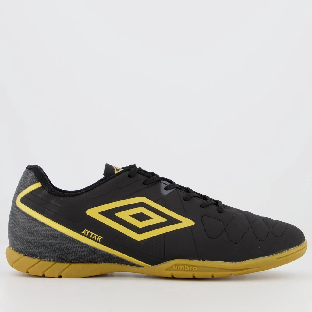 Chuteira Umbro Futsal Attak Eternal Masculina Preto/Dourado | Shopee Brasil
