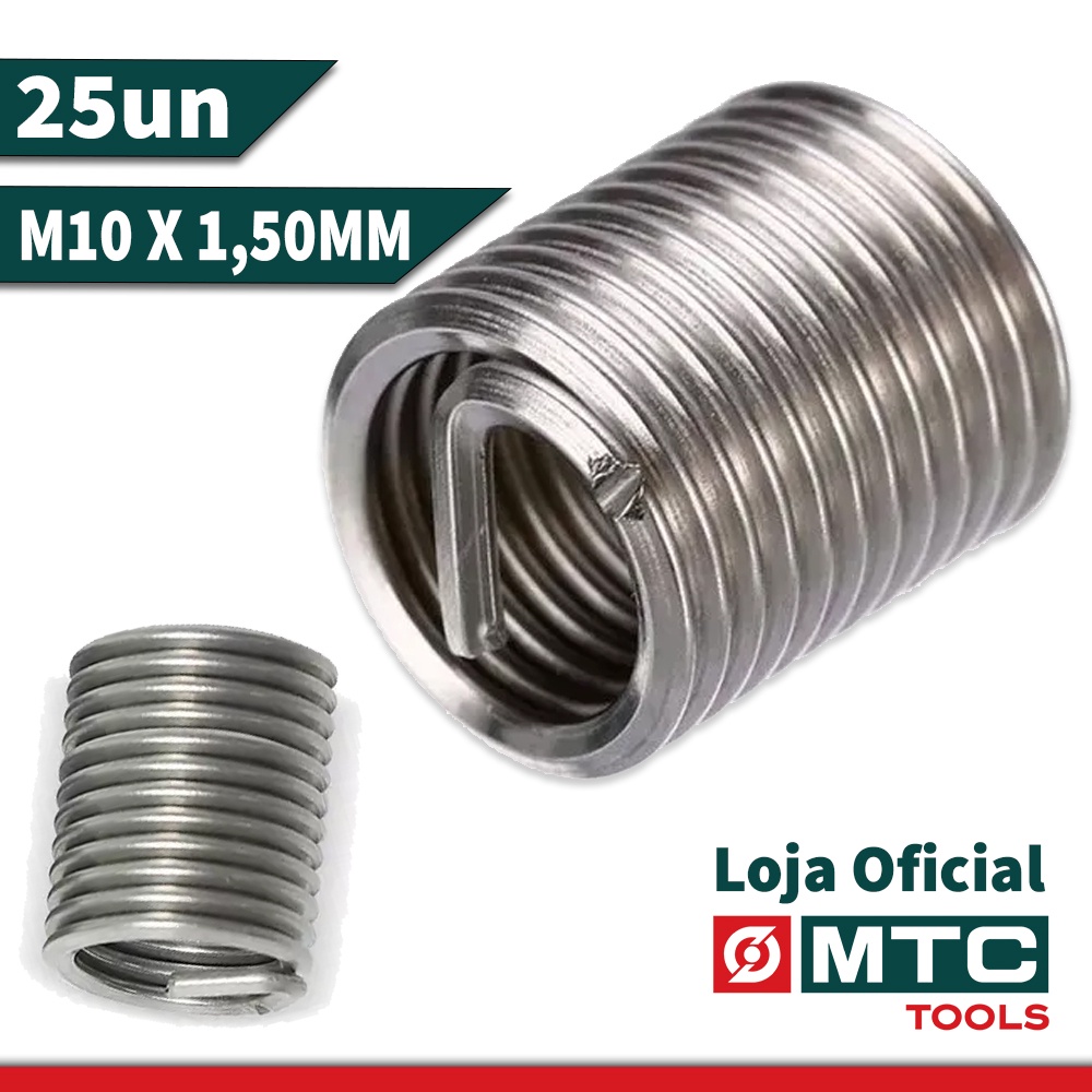 25 PEÇAS - INSERTO ROSCA POSTIÇA HELICOIL M10 X 1,50MM INOX | Shopee Brasil