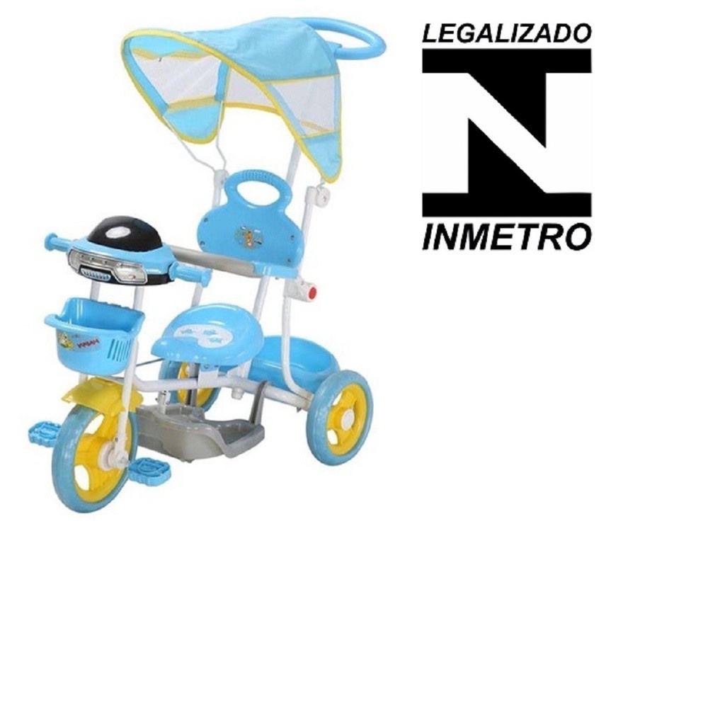 Triciclo Infantil Velotrol Com Capota Azul Importway 2x1 Inmetro ...
