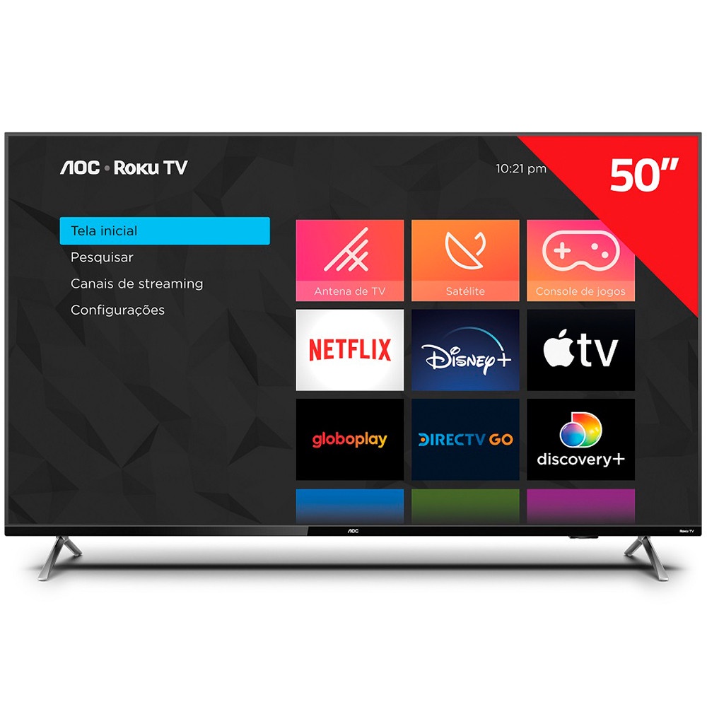 Smart TV 50 Polegadas DLED 4K HDR 50U6125 4 HDMI AOC | Shopee Brasil