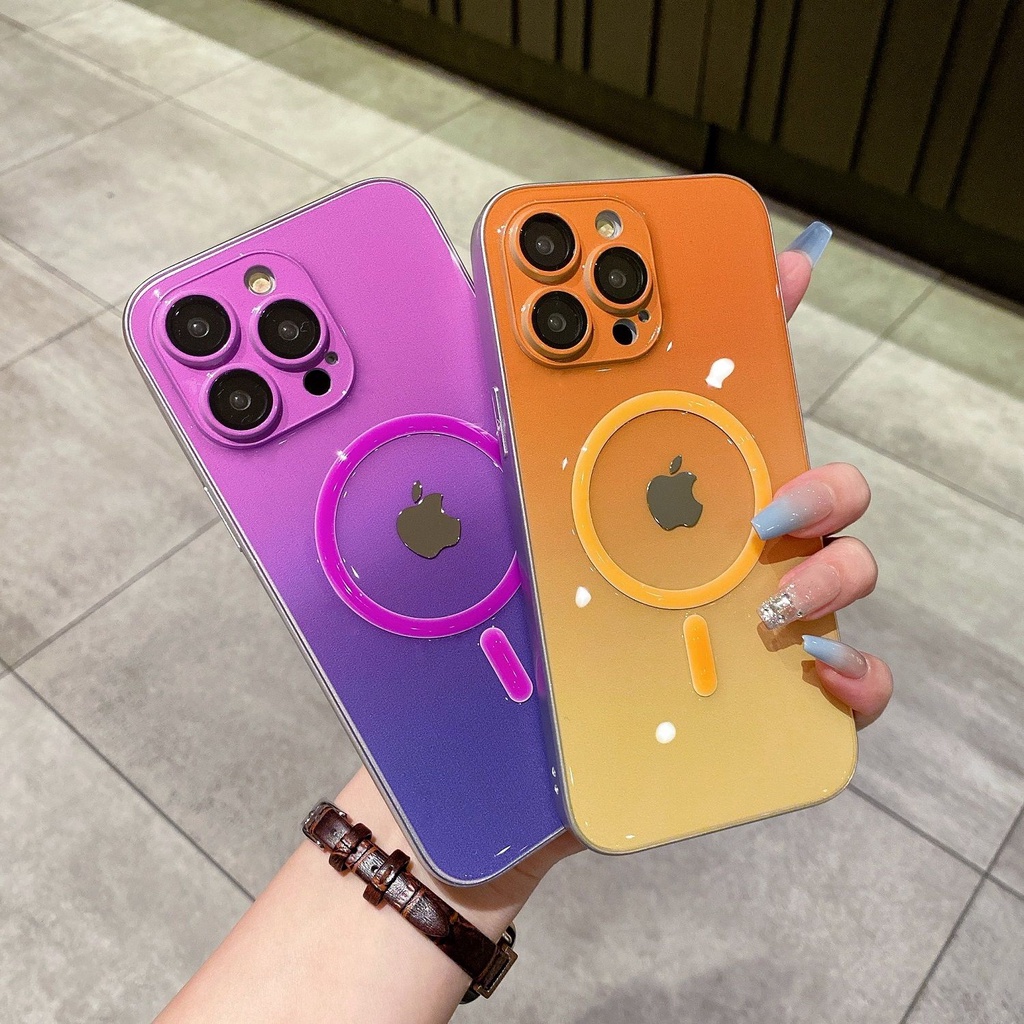 Capa Fluorescente Magnética Gradiente De Luxo Para iPhone 11 12 13 14 ...
