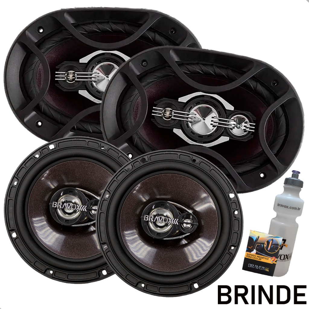 Kit Fácil Bravox Similar Pioneer Linha Premium 6x9 Polegadas B4X69P + TR6P 6 Polegadas Som 300w ...