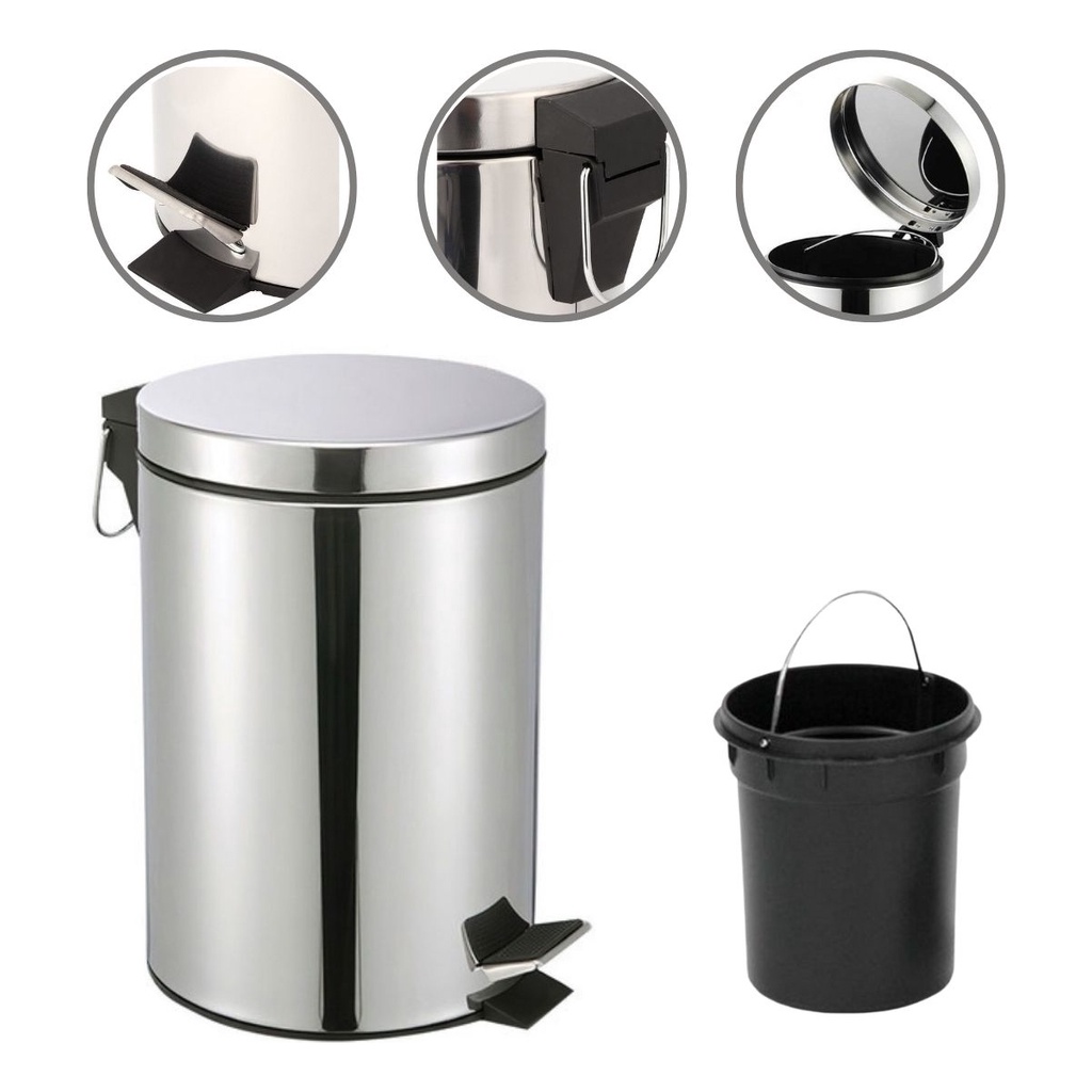 Cesto De Lixo 3lts 100% Inox C/ Pedal Banheiro E Cozinha | Shopee Brasil