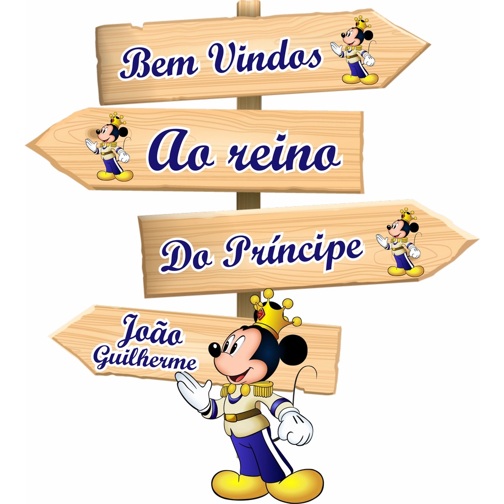 Display de Chão- Placa Seta Tema Mickey Realeza 60cm | Shopee Brasil