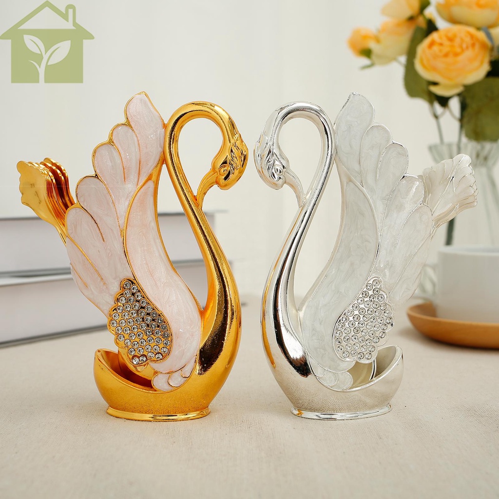 6 Set Sudu Kopi dengan Pemegang Bentuk Angsa - Organizer Sudu Elegan ...