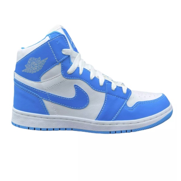 Tenis Air Jordan 1 Cano alto Botinha Azul Bebe Branco Feminino ...