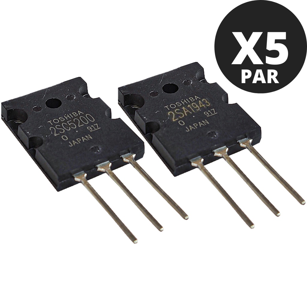 Kit 5 Pares Transistor 2SC5200 2SA1943 230V 15A NPN/PNP | Shopee Brasil