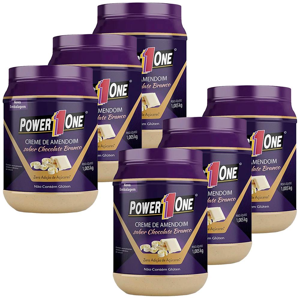 Kit 6 Creme de Amendoim Chocolate Branco 1005g Power One | Shopee Brasil