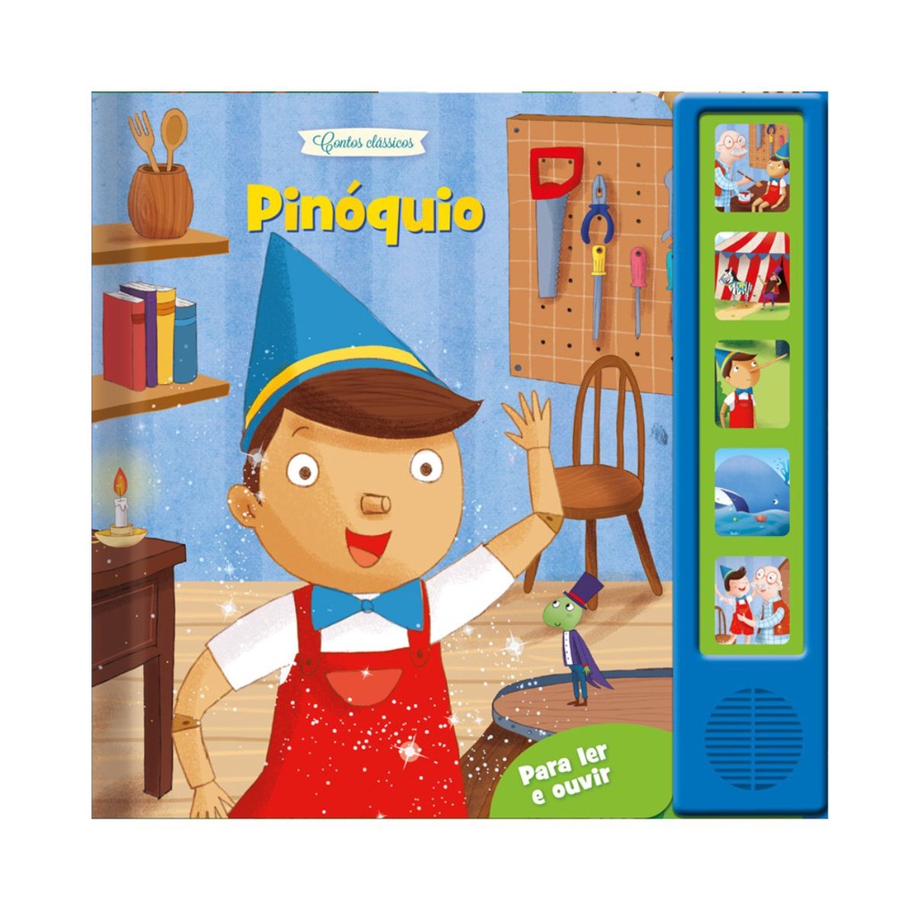 Livro Sonoro Leia e Escute 5 Botões Pinóquio | Shopee Brasil